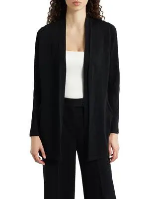 Anne Klein Kissing Front Pocket Knit Cardigan - Anne Black