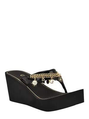 Guess Sutton Platform Wedge Sandal - Black