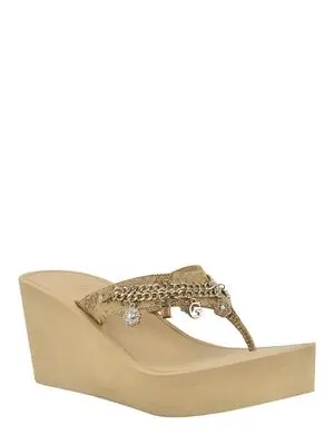 Guess Sutton Platform Wedge Sandal - Gold