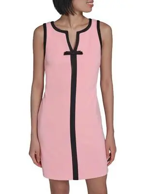 Karl Lagerfeld Sleeveless Scuba Crepe Sheath Dress - Almond Blossom Black