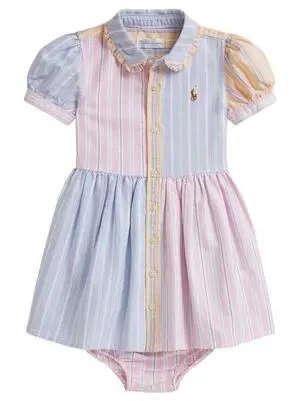 Ralph Lauren Oxford Stripe Cotton Piqué Shirtdress & Bloomers - Blue Pink Yellow Multi