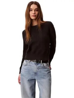 Calvin Klein Calvin Klein Jeans Smooth Cotton Monogram Sweater Black