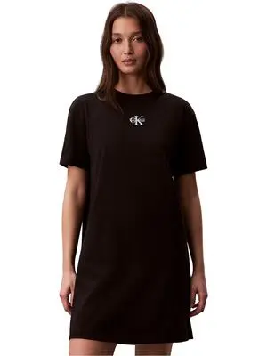 Calvin Klein Monologo Mini T-shirt Dress - Black