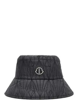 MONCLER + RICK OWENS Quilted Bucket Hat With Logo Patch - Black