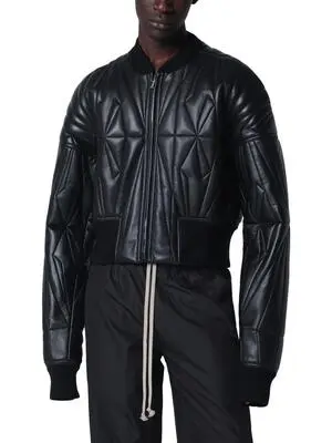 MONCLER + RICK OWENS Leather Zip-up Bomber Jacket - Black