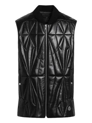 MONCLER + RICK OWENS Faux Leather Zip-up Vest - Black