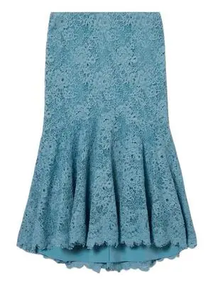 Gucci Gg Flower Stretch Lace Skirt - Blue