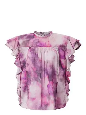 MARANT ETOILE Dalyane Frilly Cloud Print Top - Pink