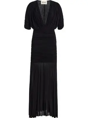 Tove Yana Ruched Jersey Maxi Dress - Black