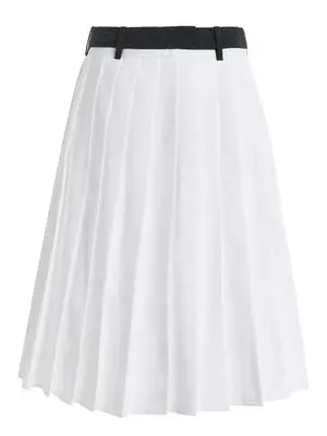 Prada Pleated Cotton-poplin Midi Skirt - White