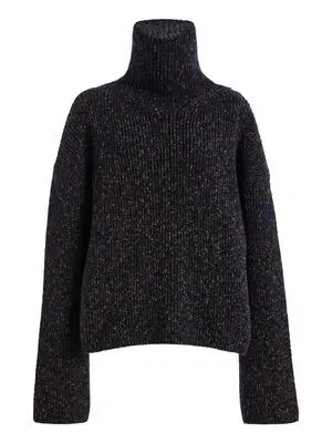 SANDERLAK Wool-cotton Turtleneck Sweater - Navy