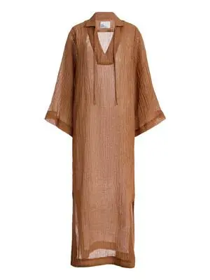 Lisa Marie Fernandez Linen-blend Gauze Tunic Caftan - Brown