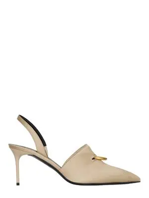 Balmain Pierced Slingback Heeled Mules - Beige