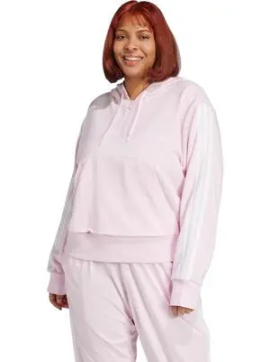 Adidas Essentials 3-stripes French Terry Quarter-zip Hoodie - Clear Pink / White