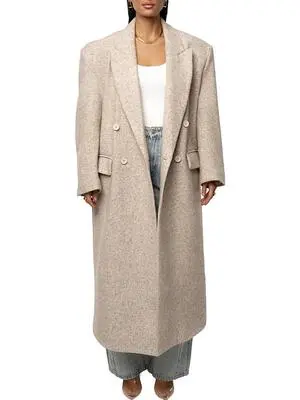 JLUXLABEL Oversized Double-breasted Coat - Beige