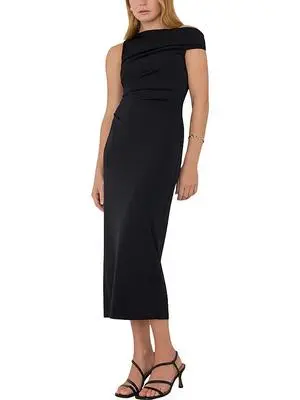 Whistles Jersey Crepe Asymmetric Dress - Black