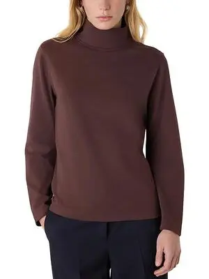 Whistles Long Sleeve Funnel Neck Jersey Sweater - Brown