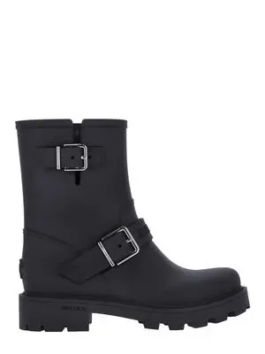 JIMMY CHOO Biker Rain Ankle Boots - Black