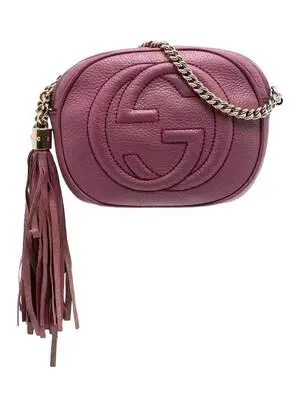 Gucci 2016-2025 Mini Pebbled Calfskin Soho Chain Crossbody Bag - Pink