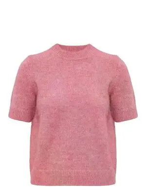 Michael Kors Ribbed Knit Top With Elastic Cuffs - Pink
