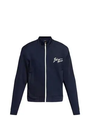 Balmain Logo-embroidered Zip-up Sweatshirt - Blue