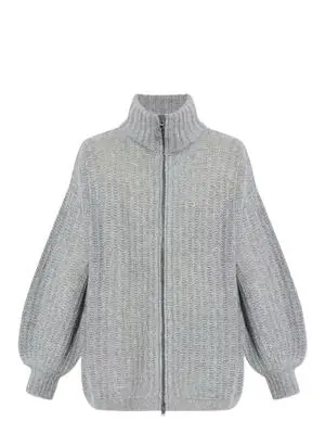 LISA YANG Morali Zipped Balloon-sleeve Sweater - Grey