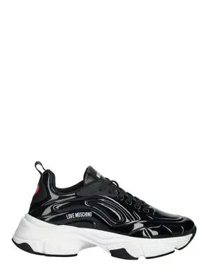 Moschino Patent-leather Sneakers - Black
