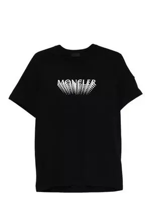 Moncler Ribbed Logo-print T-shirt - Black