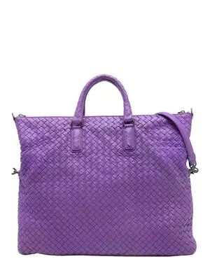 Bottega Veneta Medium Nappa Intrecciato Convertible Tote Satchel - Purple