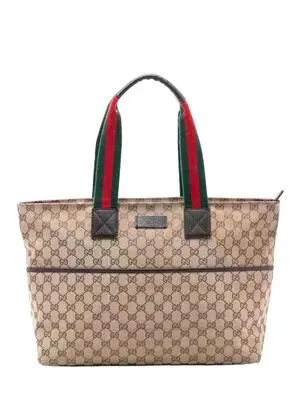 Gucci Gg Canvas Web Tote Bag - Brown