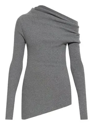 LISA YANG Agie Ribbed Draped Knitted Top - Grey