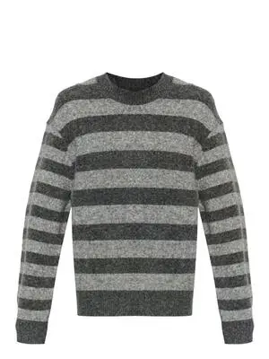 Officine Générale Striped Crew Neck Sweater - Grey