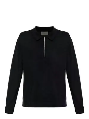 Officine Générale Zip Closure Wool Polo Shirt - Black