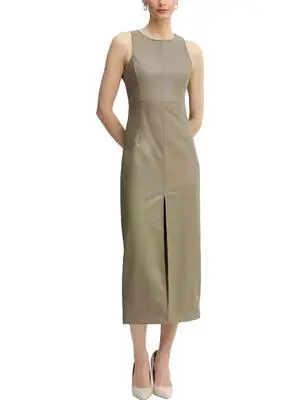 Armani Exchange Sleeveless Midi Dress With Split Detail - Neutrals