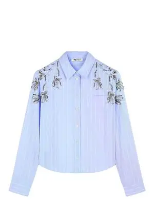 Ports 1961 Striped Embellished Shirt - Blue