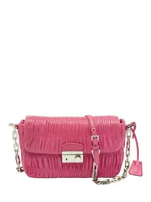 PRADA Ruched Leather Shoulder Bag