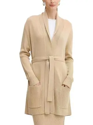 Armani Exchange Ribbed-trim Belted Cardigan Coat - Neutrals