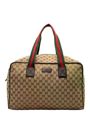 Gucci Gg Canvas Web Duffle Bag - Brown