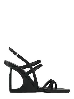 VIC MATIE Leather Wedge Sandals - Black