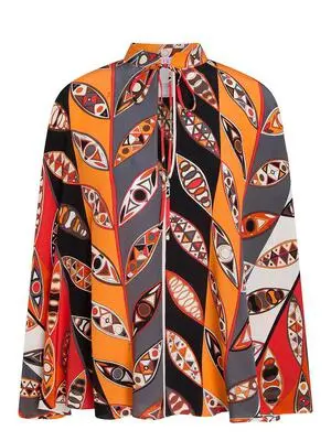 Emilio Pucci Printed Silk Crepe De Chine Blouse - Orange