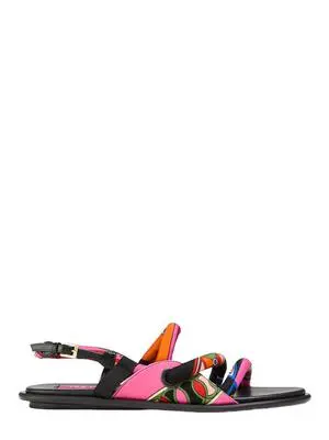 Emilio Pucci Printed Twill Slingback Sandals - Pink