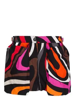 Emilio Pucci Printed High-Rise Cotton Shorts Black