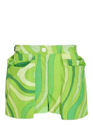 Emilio Pucci Printed High-Rise Cotton Shorts Leaf Green