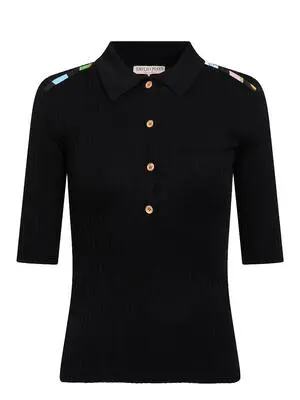 Emilio Pucci Ribbed Cotton Polo Shirt - Black