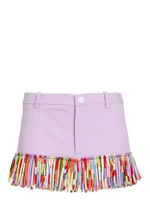 Emilio Pucci Fringed Cotton-blend Gabardine Shorts - Lilac