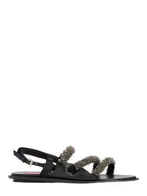 Emilio Pucci Bead-embellished Leather Slingback Sandals - Black