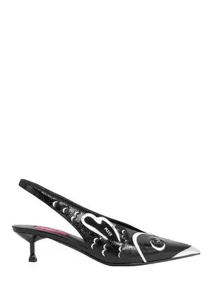 Emilio Pucci Embellished Leather Slingback Pumps - Black