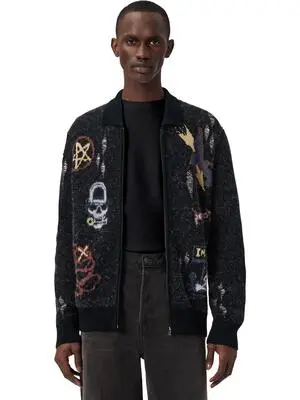 ALLSAINTS Meller Zip-up Jacquard Cardigan - Black