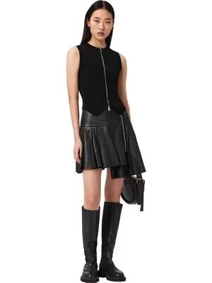 ALLSAINTS Irina Leather Mini Skirt - Black