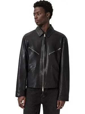 ALLSAINTS Caon Oversized Leather Jacket - Black